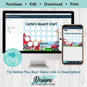 Farm Reward Chart for Kids Editable | Boy Printable Barn Animal ...