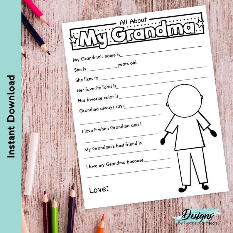 All About My Grandma Fill-in Letter | Grandparents Day Activity for ...