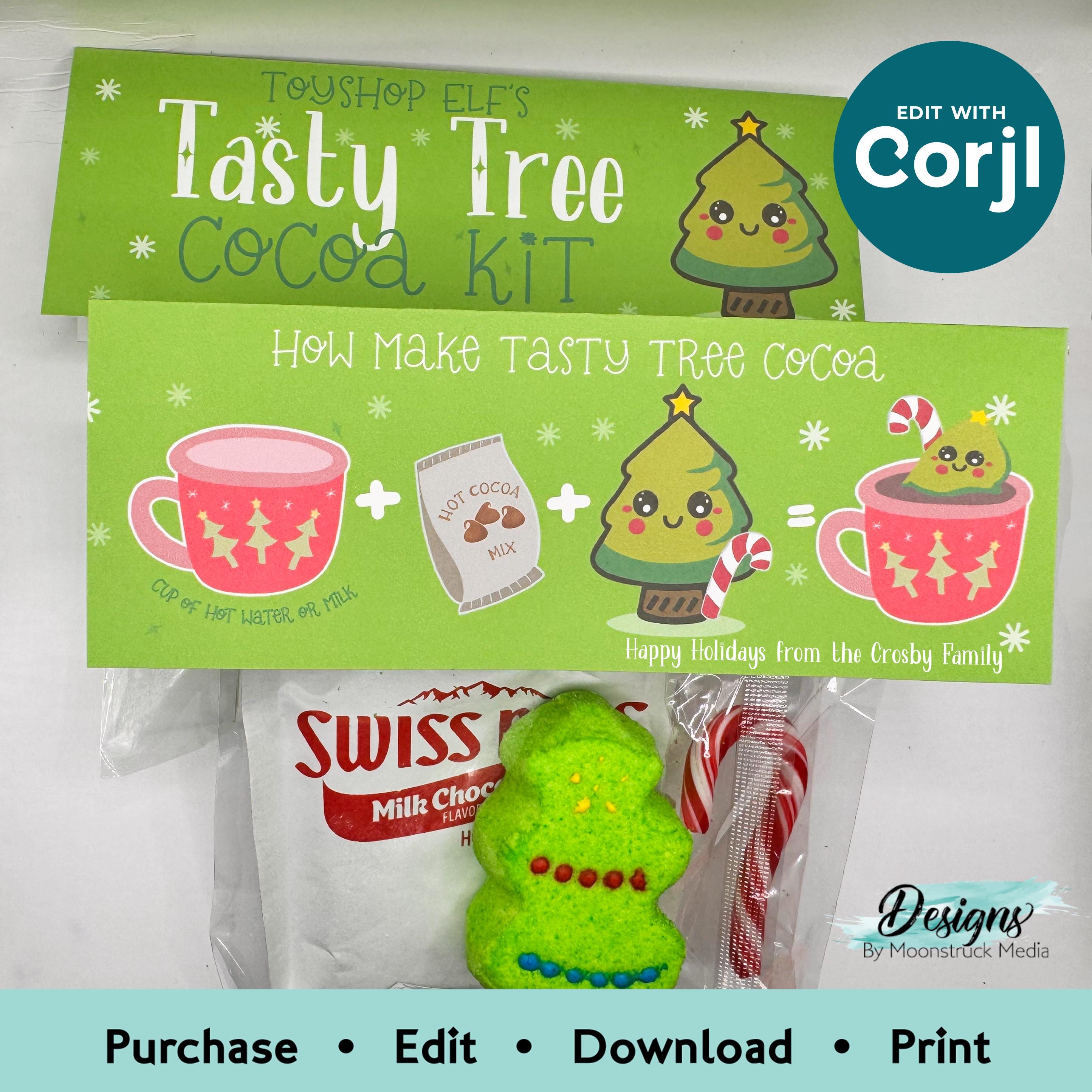 Toyshop Elf's Tasty Tree Hot Cocoa Kit Label Printable | Christmas ...