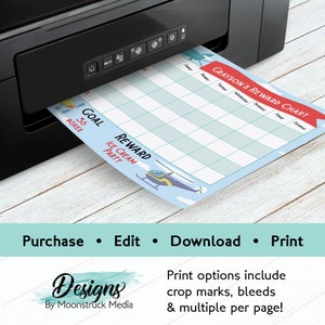 Editable Airplane Reward Chart Printable | Kids Travel or Behavior ...