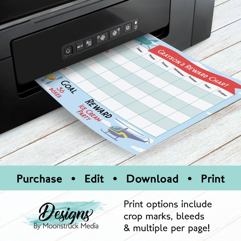 Editable Airplane Reward Chart Printable | Kids Travel or Behavior ...