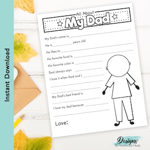 All About Dad Fill-in Letter | Father’s Day Activity for Kids ...