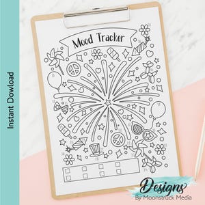 Fireworks Mood Tracker Printable | July Mood Journal Page | Festive ...