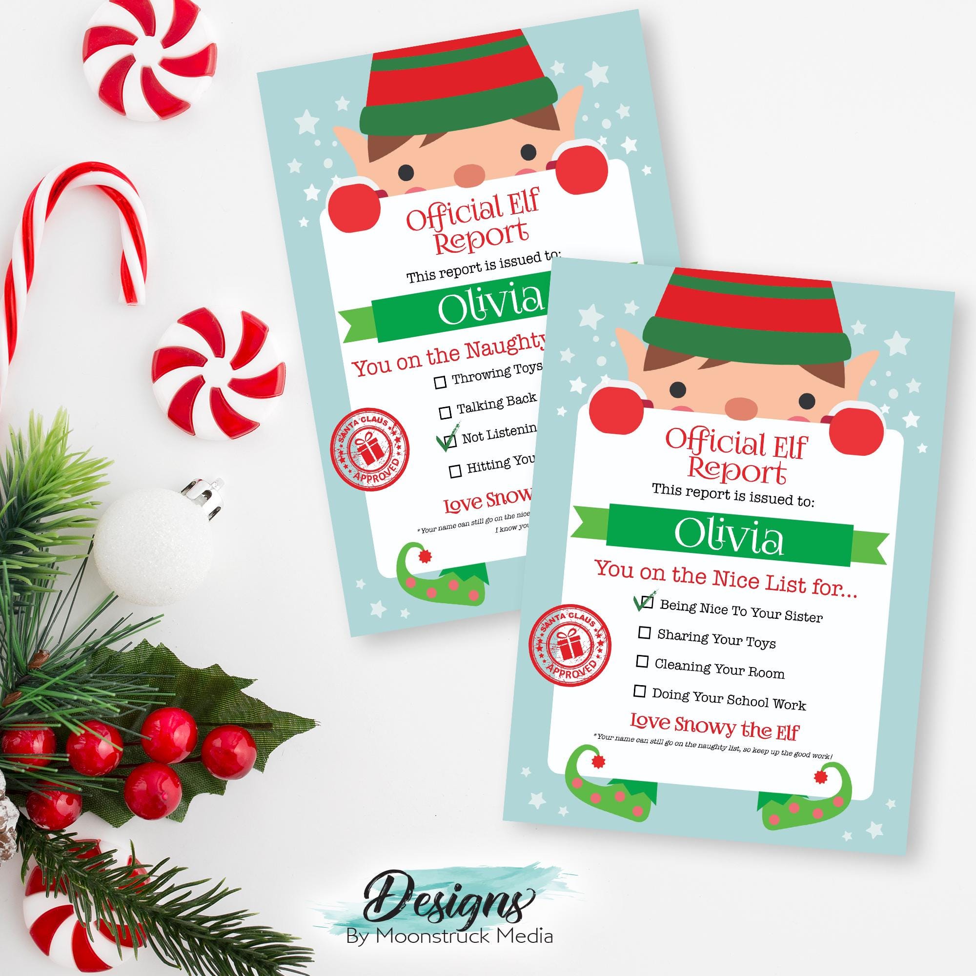 Editable Elf Report Card Template | Naughty or Nice Corjl Printable ...