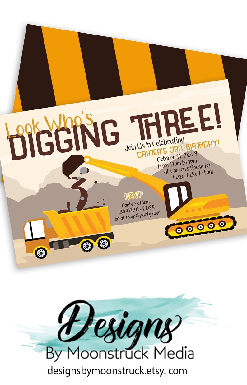 Construction Birthday Invitation for 3rd Birthday | Look Who’s Digging ...