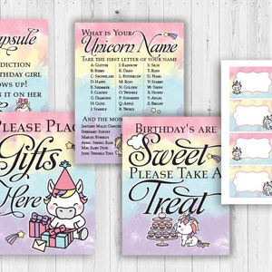 Editable Rainbow Unicorn Name Tags, Magical Unicorn Birthday Party ...