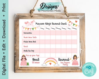 Princess Reward Chart for Kids Printable Instant Download - Etsy