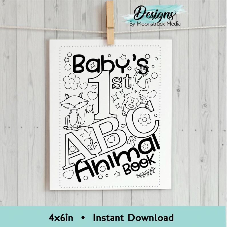 ABC Animal Coloring Book Printable | 4x6 Baby Shower Activity Book for ...