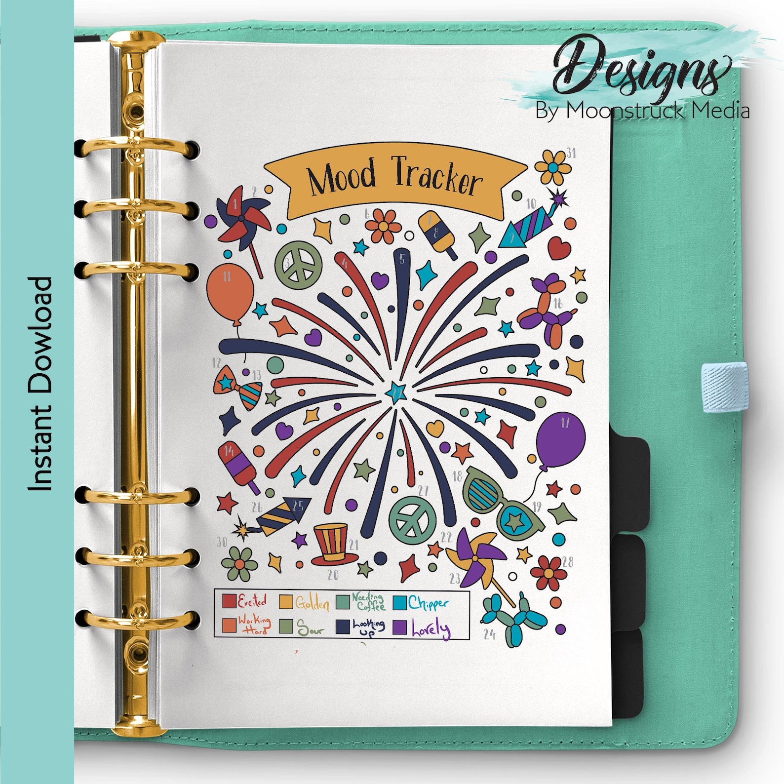 Fireworks Mood Tracker Printable | July Mood Journal Page | Festive ...