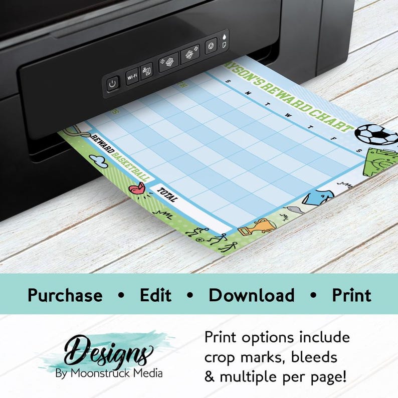 Printable Soccer Reward & Behavior Chart for Kids | Weekly Grid Chore ...