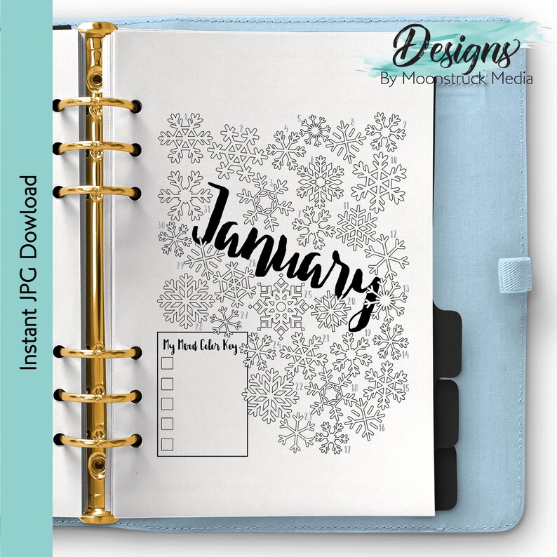 January Mood Tracker Printable | Snowflake Monthly Mood Journal Page ...