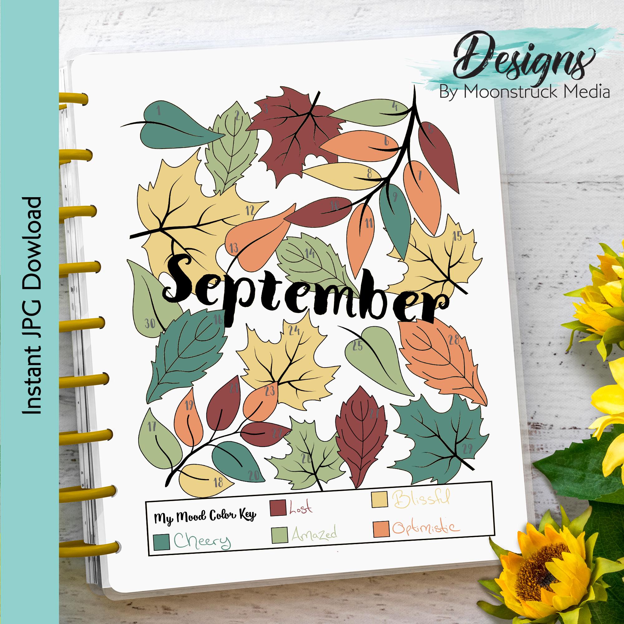 September Mood Tracker Printable | Autumn Leaves Theme Bullet Journal ...