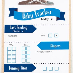 Blue Baby Tracker | Printable Baby Daily Log | Feed Sleep Diaper Chart ...