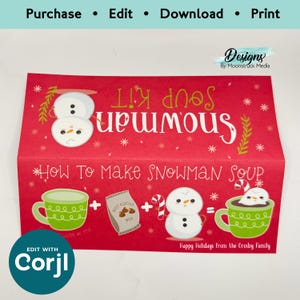 Snowman Hot Cocoa Tag - Snowman Melting Kit - Printable Holiday Gift ...