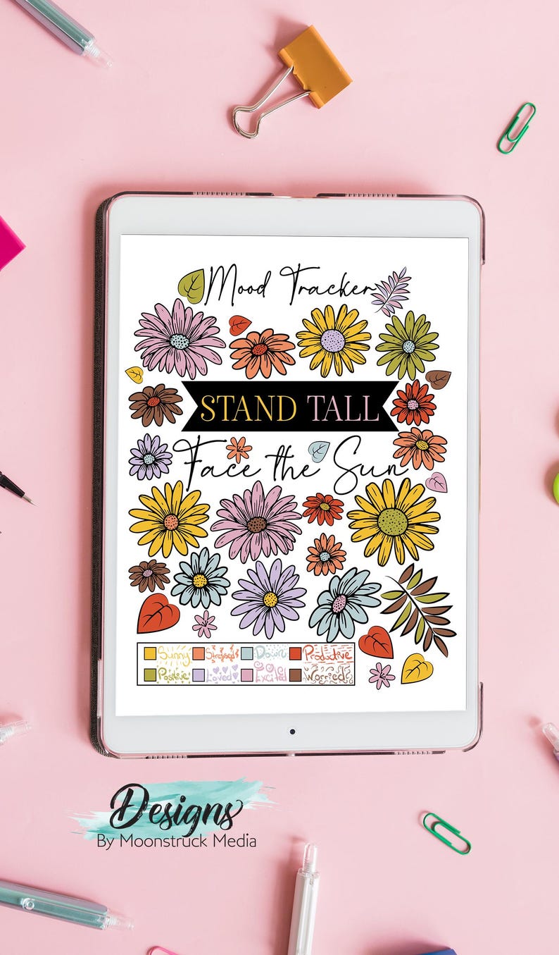 Sunflower Mood Tracker Printable | Bullet Journal Mood Log Insert ...