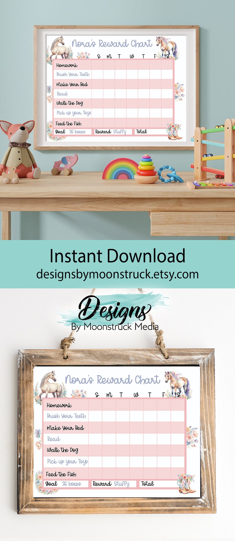 Editable Cowgirl Horse Reward Chart for Girls | Western Printable ...