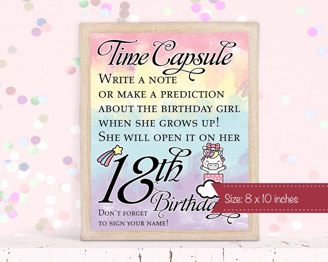 Unicorn Time Capsule Sign, Magical Unicorn Birthday Party, Rainbow ...