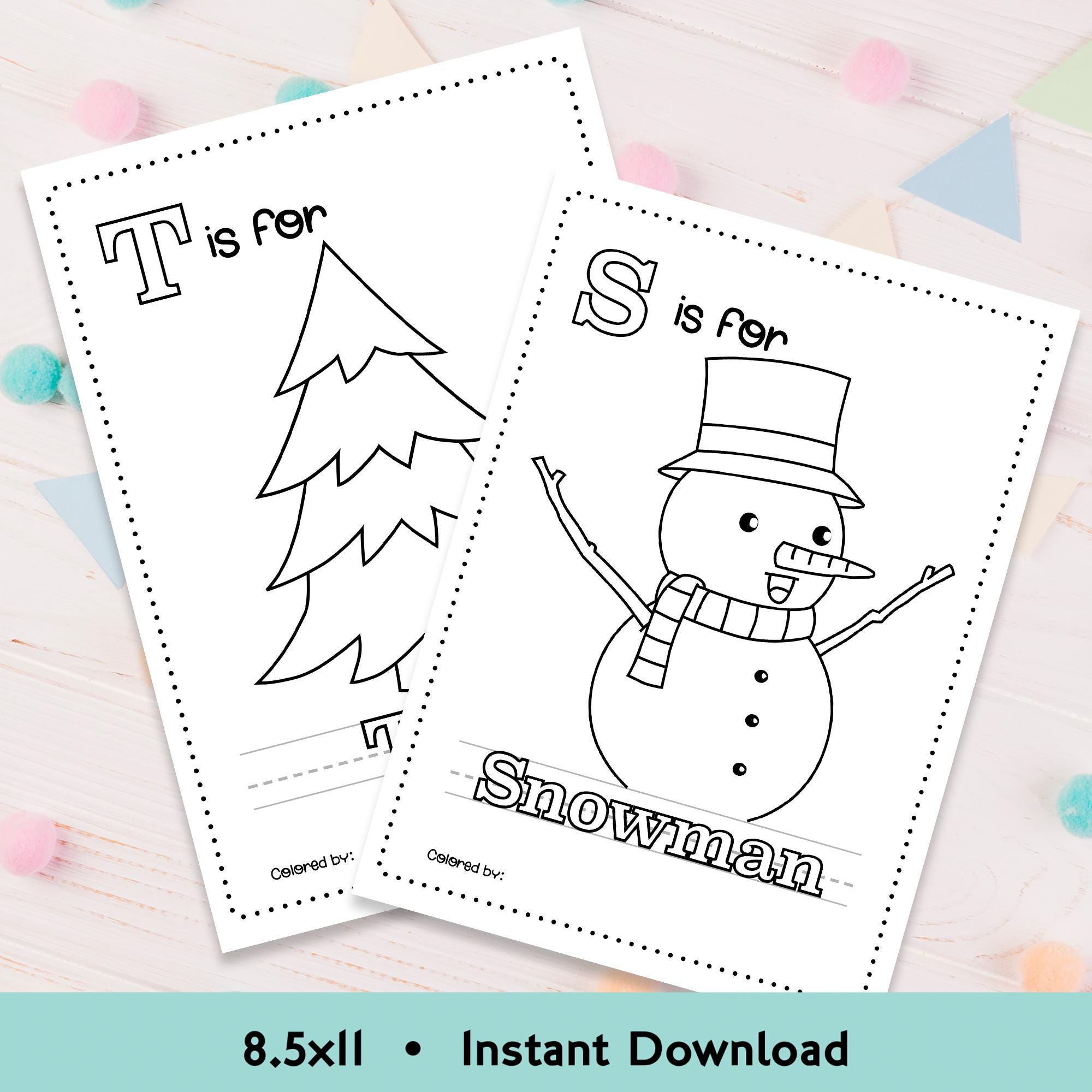 Winter ABC Coloring Book Printable | Baby Shower Activity or Classroom ...