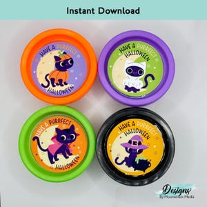Halloween Cat Labels for Playdoh | Cute Printable Halloween Party Favor ...