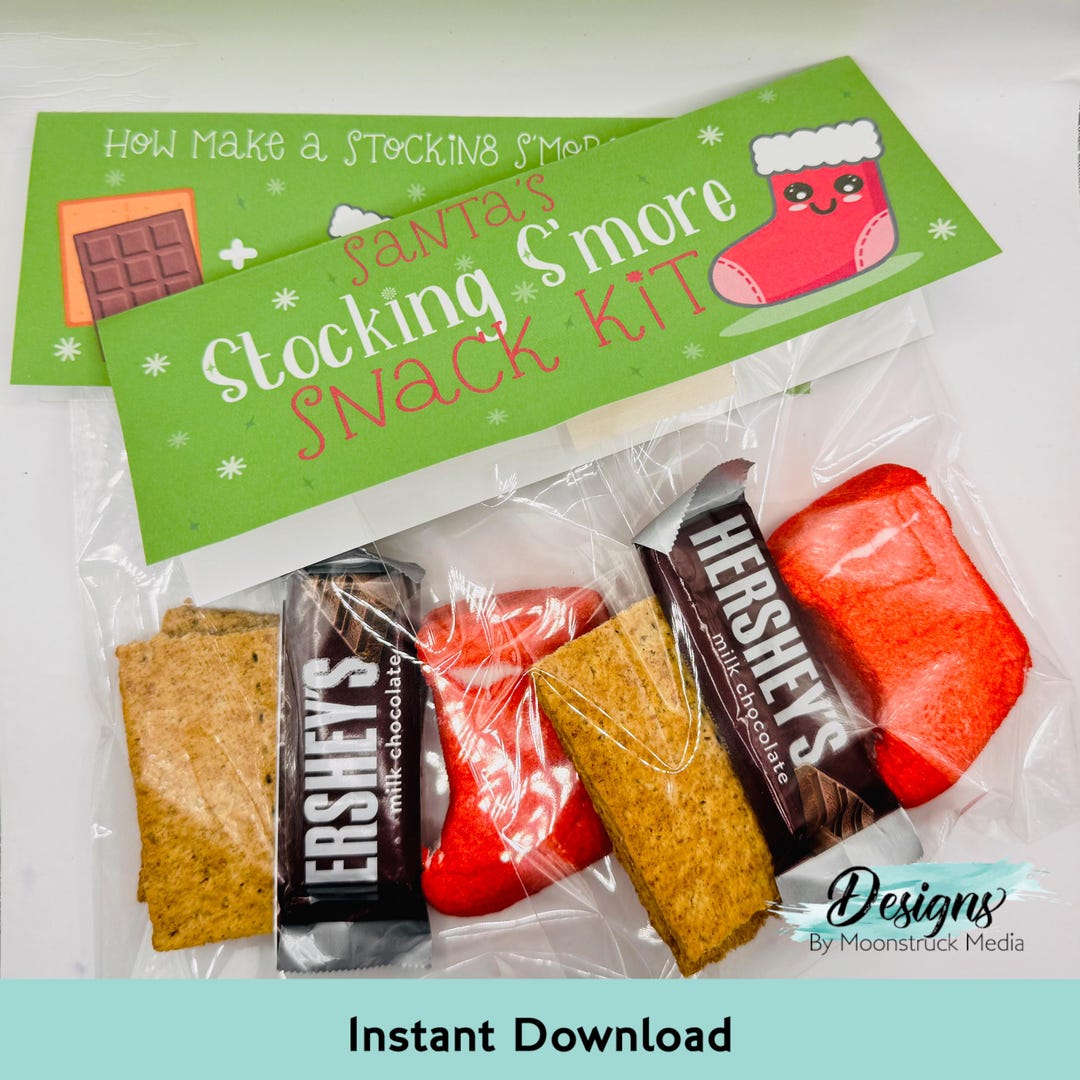 Santa's Stocking S'more Snack Kit Label Printable Holiday Treat Tag - Etsy