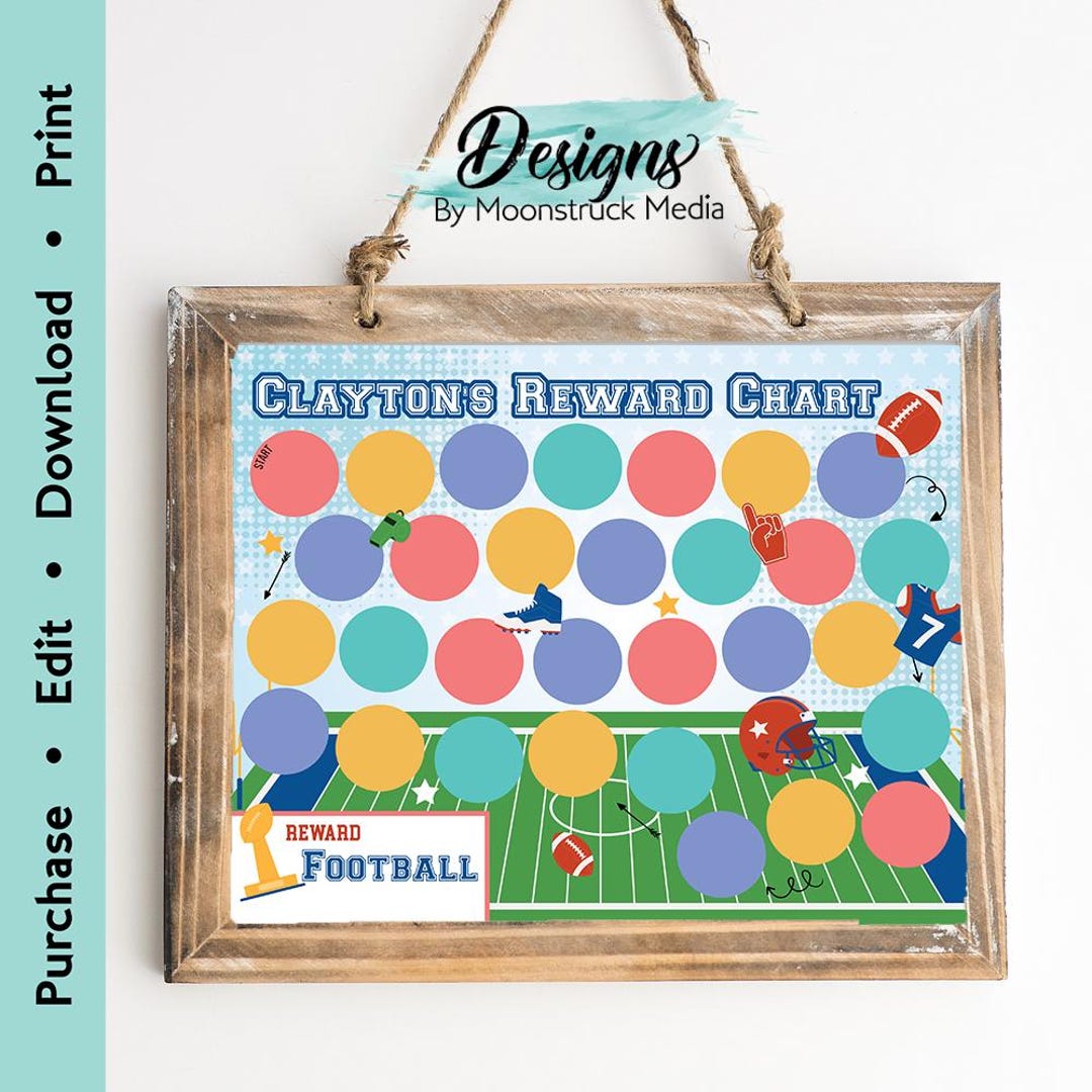 Printable Football Reward & Behavior Tracker for Kids | Dry Erase ...