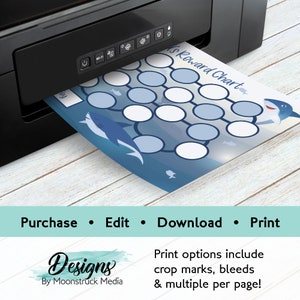 Editable Shark Reward Chart for Kids | Printable Tracker for Potty ...