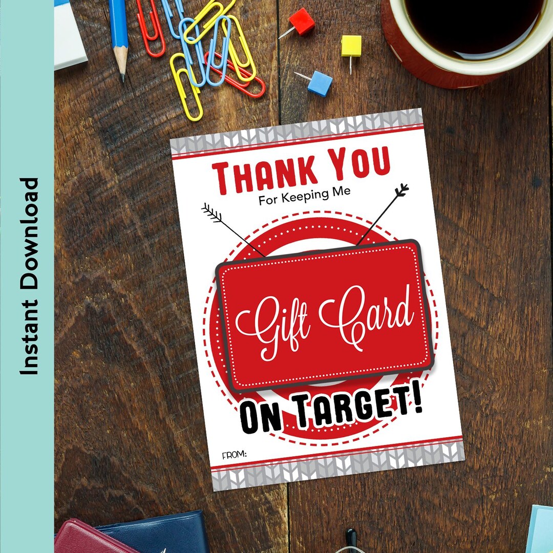 On Target Teacher Gift Card Holder Printable | Thank You Gift Tag for ...