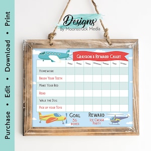 Editable Airplane Reward Chart Printable | Kids Travel or Behavior ...