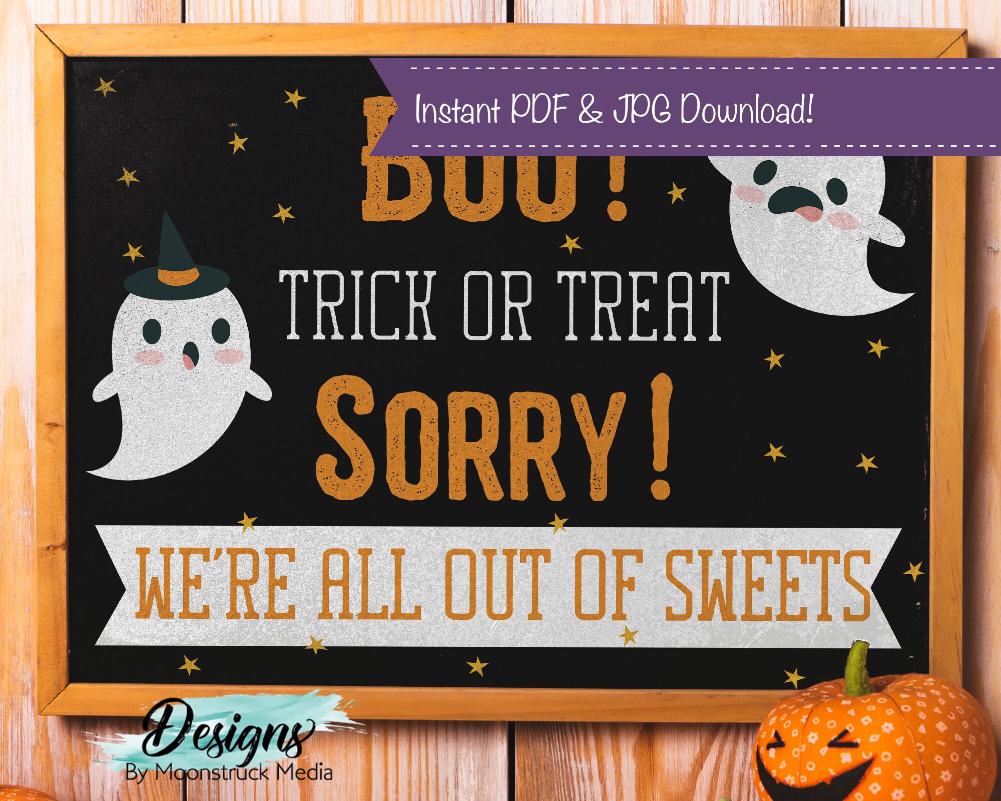 Halloween Out of Candy Door Sign Boo Trick or Treat Sorry - Etsy