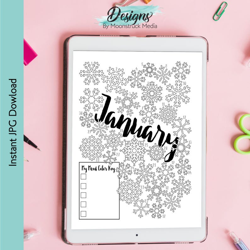 January Mood Tracker Printable | Snowflake Monthly Mood Journal Page ...