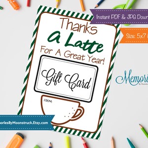 Thanks A Latte for A Great Year Teacher Appreciation Gift Card Holder ...