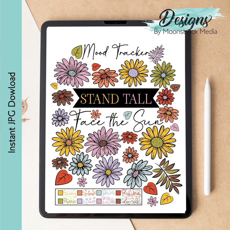 Sunflower Mood Tracker Printable | Bullet Journal Mood Log Insert ...