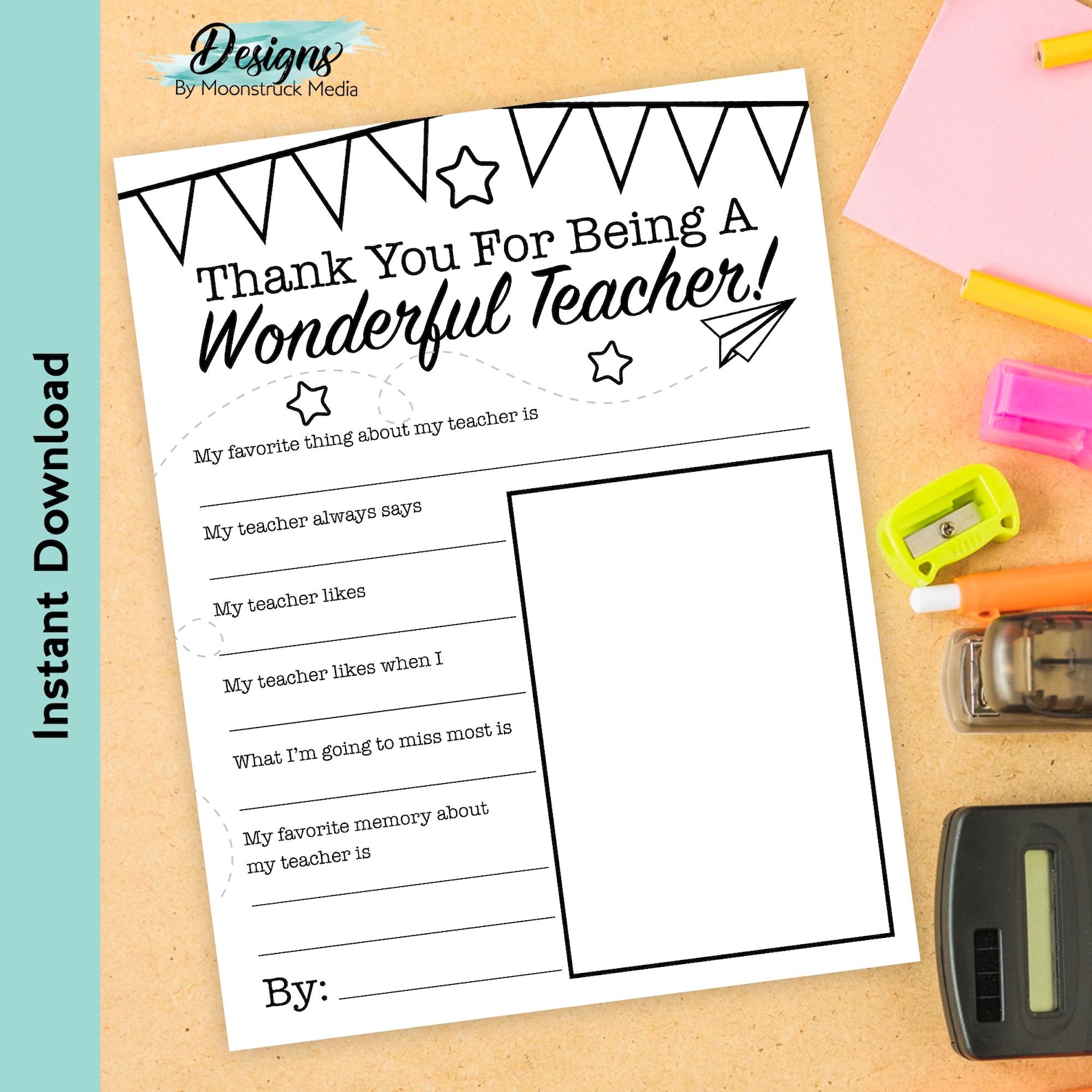 All About My Teacher Fill-in Letter | Printable Teacher Thank You ...