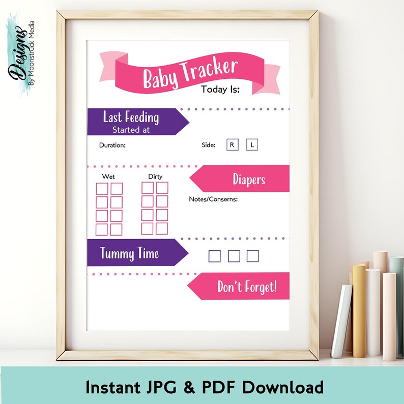 Pink and Purple Baby Daily Log Printable | Newborn Tracker for Feeding ...
