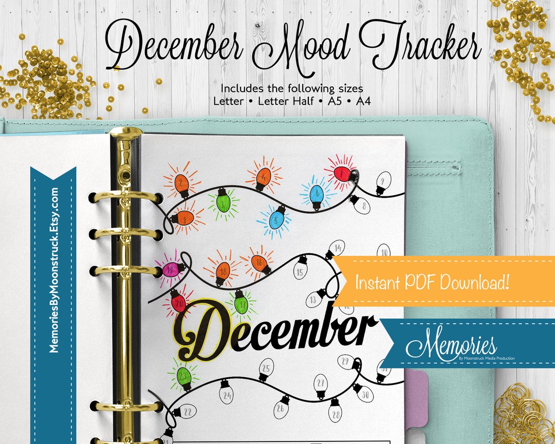December Mood Tracker Journal Insert - Etsy