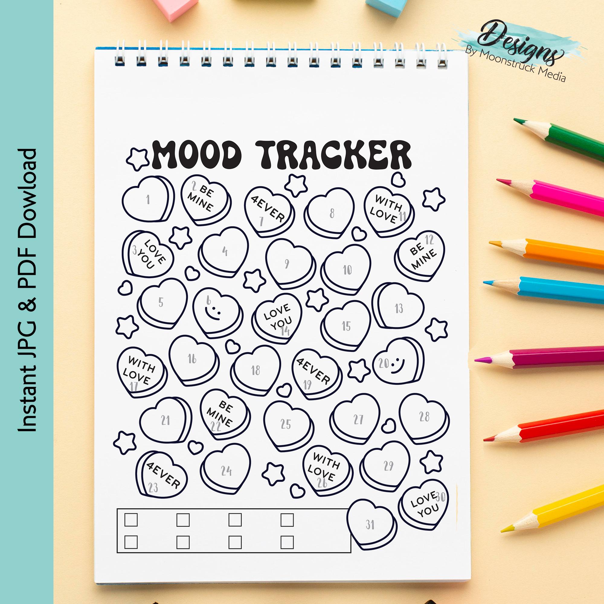 Candy Heart Mood Tracker Printable | Valentine’s Day Journal & Planner ...