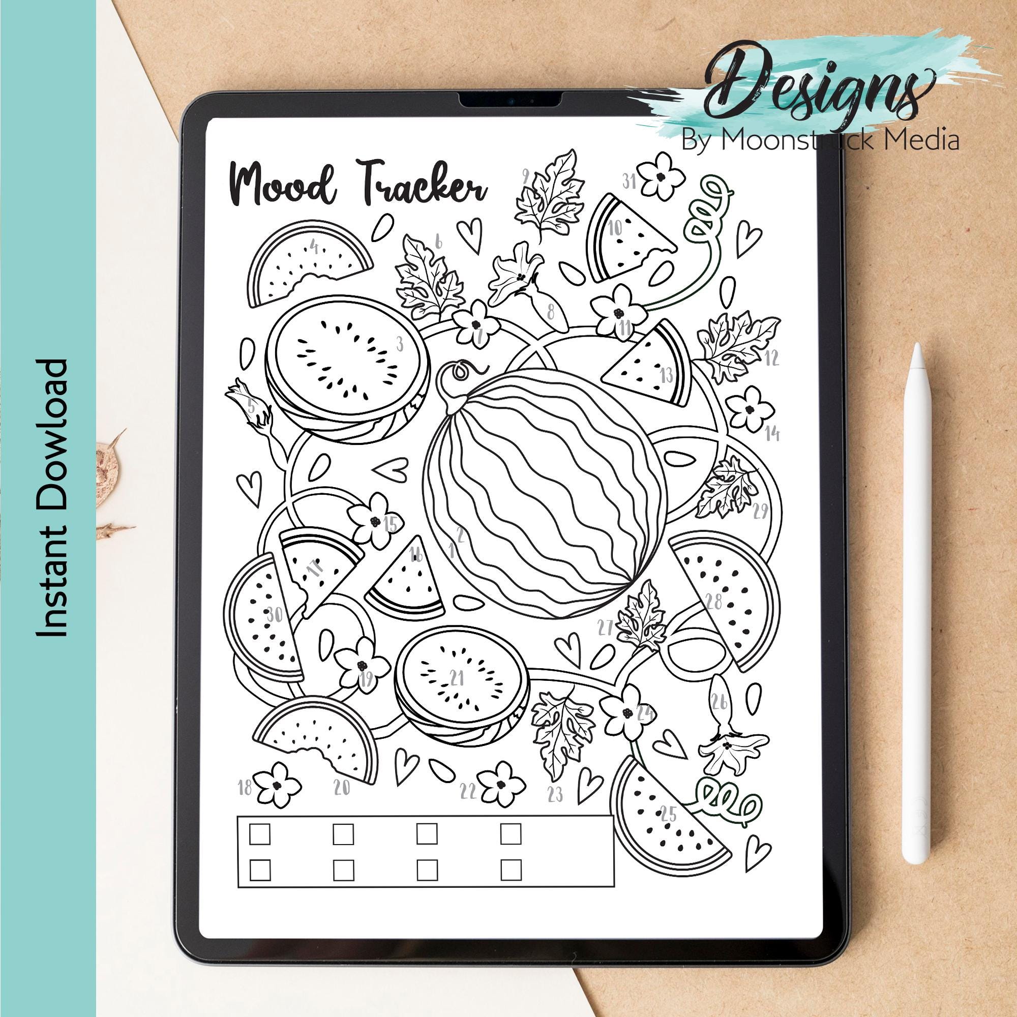 Watermelon Mood Tracker Printable | Summer Journal Page | Fruit-themed ...