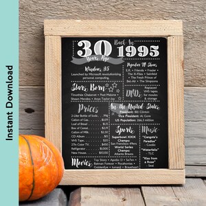 1995 Fun Facts Poster | 30th Birthday Sign | 30th Anniversary Gift ...