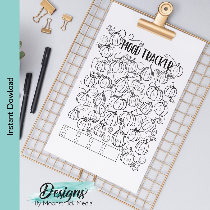 Pumpkin Mood Tracker Printable | Fall Bullet Journal Planner Insert ...