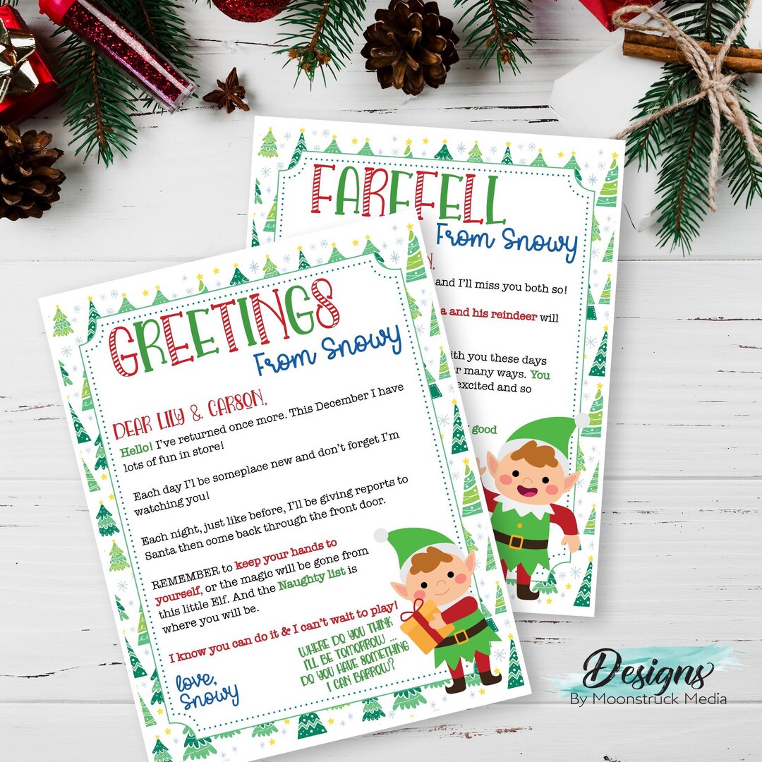 Elf Arrival & Goodbye Letter Printable | Christmas Elf Notes for Kids ...