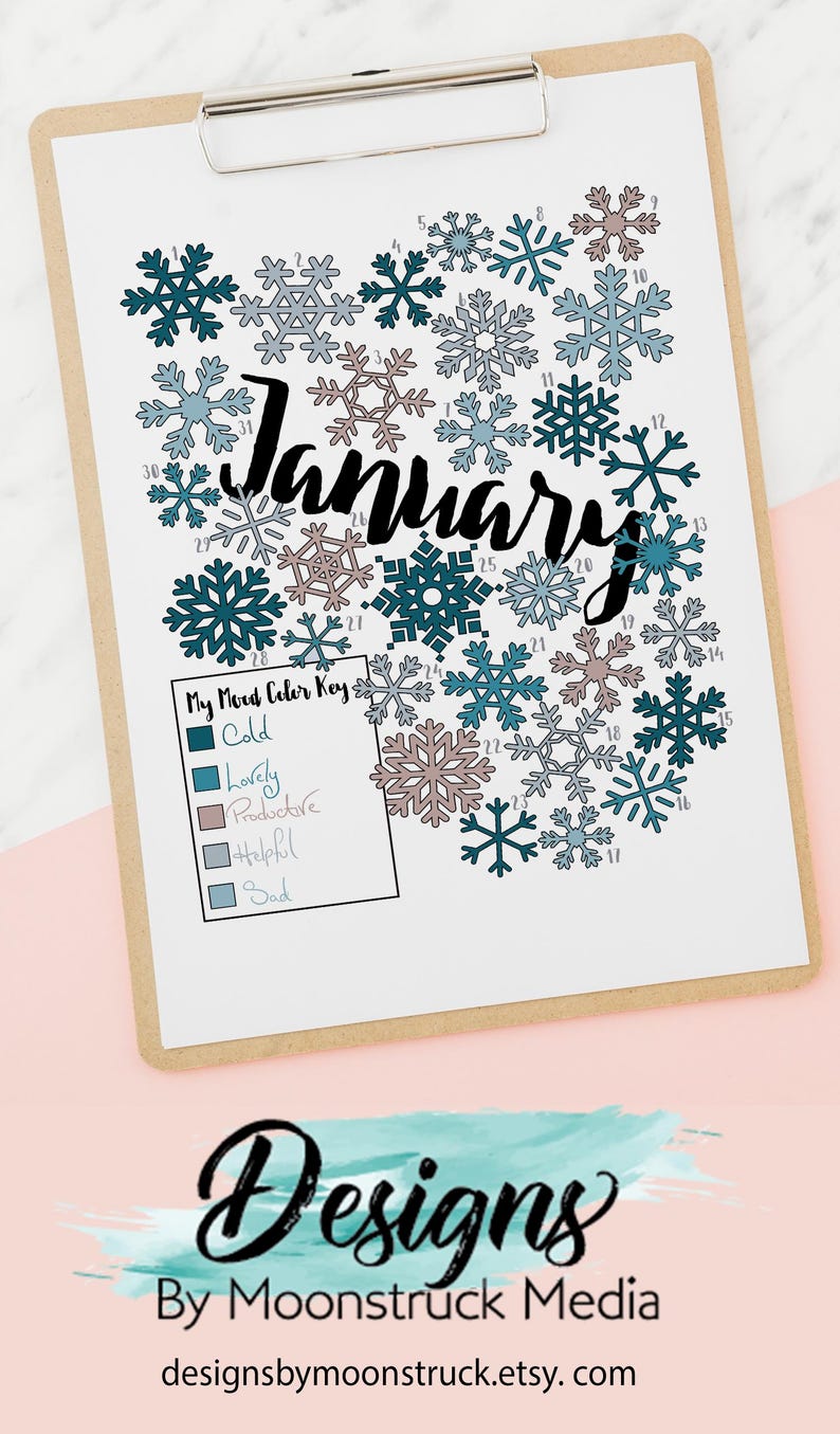 January Mood Tracker Printable | Snowflake Monthly Mood Journal Page ...
