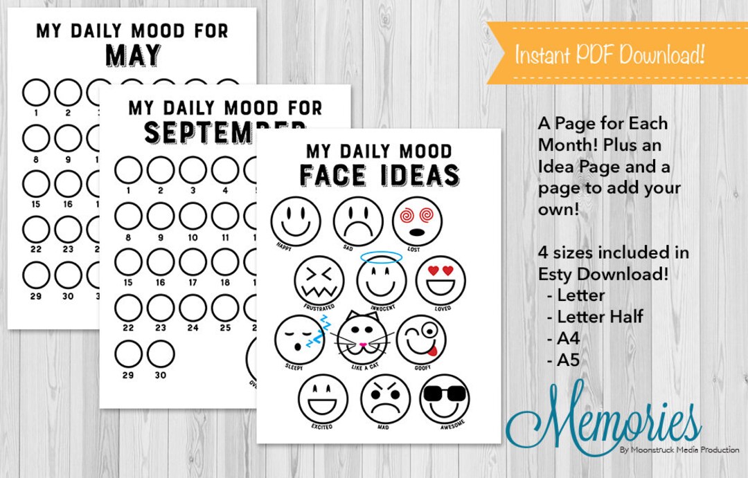 Smiley Face Planner Template Unique Mood Tracker Bullet Journal, Insert ...