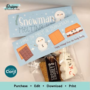 Snowman Melting Kit S’mores Label | How to Melt a Snowman Bag Topper ...