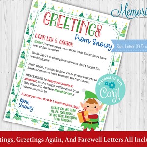 Christmas Elf Arrival Letter and Farewell Letter, Elf Welcome Letter ...