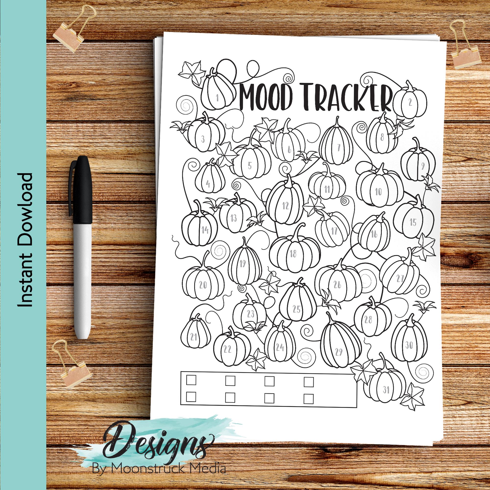 Pumpkin Mood Tracker Printable | Fall Bullet Journal Planner Insert ...