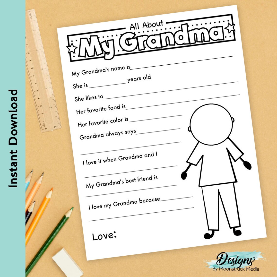 All About My Grandma Fill-in Letter | Grandparents Day Activity for ...