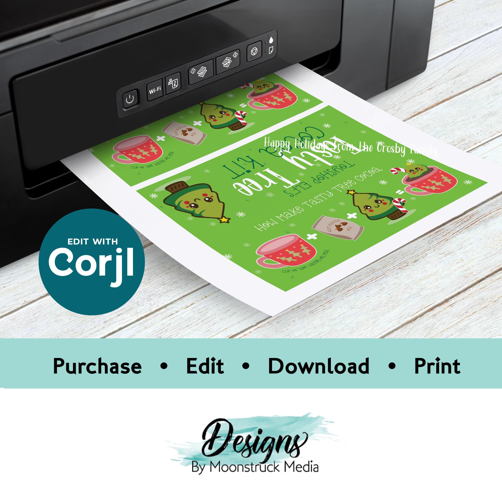 Toyshop Elf's Tasty Tree Hot Cocoa Kit Label Printable | Christmas ...