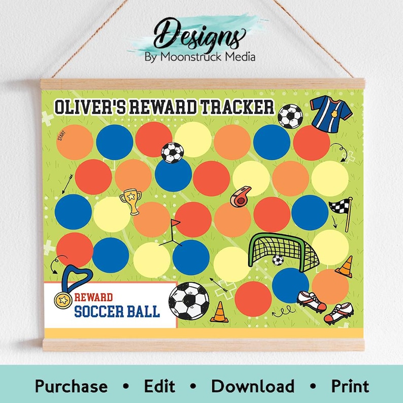 Printable Soccer Reward & Chore Chart for Kids | Daily Task Tracker ...