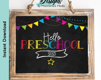 Back to School Sign Printable 2024-2025 | Chalkboard First Day of ...