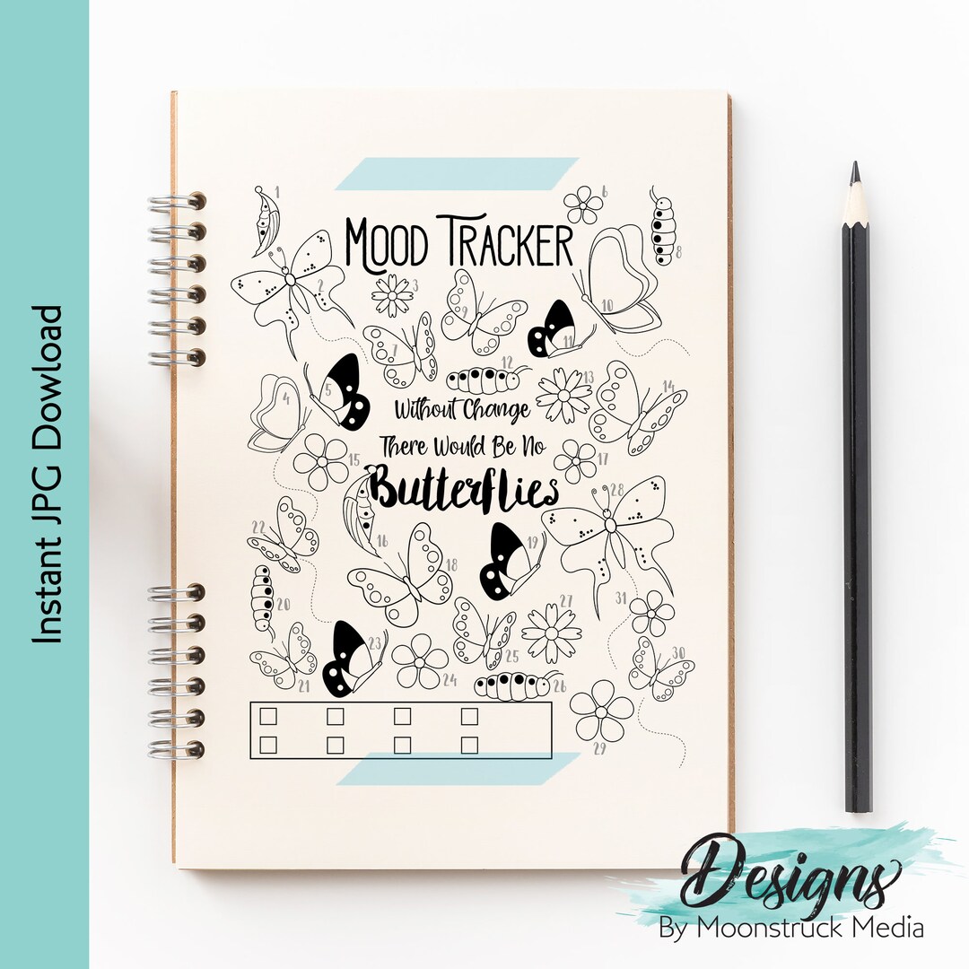Butterfly Mood Tracker Printable Journal Page | Mental Health Self Care ...
